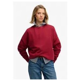 Sweatshirt Superdry "ESSENTIAL LOGO CREW", Damen, Gr. M, bordeaux rot, Sweatware, Obermaterial: 100% Baumwolle, unifarben, oversize normal, Rundhals, Rippb&uuml;ndchen, Sweatshirts Sweatshirt