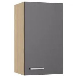 H&auml;ngeschrank KOCHSTATION "KS-Lucy", anthrazit, eiche hell, B:40cm H:70,4cm T:34,6cm, Schr&auml;nke, H&auml;ngeschrank, Breite 40 cm, mit 1 T&uuml;r, 2 Einlegeb&ouml;den, Soft-Close