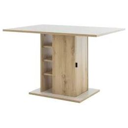 Esstisch GAMI "Belford", eiche artisan nachbildung, melamine uni greige, eiche artisan nachbildung, melamine uni greige, B:120cm H:75cm T:80cm, Tische, Esstisch, Ein Tisch mit Stauraum
