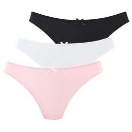 String Petite Fleur, Damen, Gr. 44/46, 3 Stk., rosa, wei&szlig;, schwarz, Microtouch, Obermaterial: 87% Polyamid, 13% Elasthan, Unterhosen String, mit blumiger Spitze