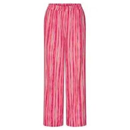 Stoffhose GOLDNER "Kurzgr&ouml;&szlig;e Viskosehose mit Streifen-Muster", Damen, Gr. 22, K-Gr, pink (pink, salbei, gemustert), Obermaterial: 100% Viskose CV., weit, Hosen Stoffhose, Eingriffstaschen an der Seitennaht