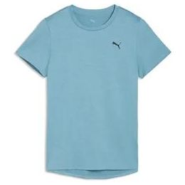 Trainingsshirt Puma "W TAD ESSENTIAL HEATHER TEE", Damen, Gr. XL, baltic sea blau heather, Jersey, Obermaterial: 100% Polyester, regular fit normal, Rundhals, Shirts, gerade Passform, Kurzarm, mit Seitenschlitzen, atmungsaktiv
