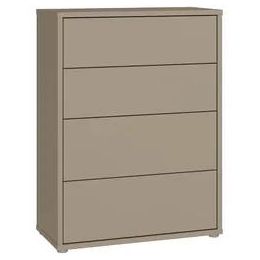 Kommode FORTE "Alice Springs, Kommode 4 Schubk&auml;sten B/H/T 74,5/99,1/34,9 cm", taupe, B:74,5cm H:99,1cm T:34,9cm, Holzwerkstoff, Sideboards, Kommode, Schubk&auml;sten mit Vollauszug, Grifflos, Push to open
