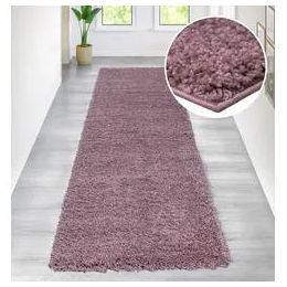Hochflor-Teppich OTTO HOME "Viva Shaggy, in Standard- und Premium-Qualit&auml;t, 30 mm oder 45 mm H&ouml;he" Gr. 18, lila (mahagoni), B:80cm H:45mm L:300cm, Kunstfaser, Teppiche, Uni Farben, einfarbig, besonders weich und kuschelig, Kundenliebling