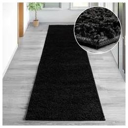 Hochflor-Teppich OTTO HOME "Viva Shaggy, in Standard- und Premium-Qualit&auml;t, 30 mm oder 45 mm H&ouml;he" Gr. 13, schwarz, B:90cm H:45mm L:250cm, Kunstfaser, Teppiche, Uni Farben, einfarbig, besonders weich und kuschelig, Kundenliebling
