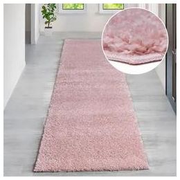Hochflor-Teppich OTTO HOME "Viva Shaggy, in Standard- und Premium-Qualit&auml;t, 30 mm oder 45 mm H&ouml;he" Gr. 18, rosa, B:80cm H:30mm L:300cm, Kunstfaser, Teppiche, Uni Farben, einfarbig, besonders weich und kuschelig, Kundenliebling