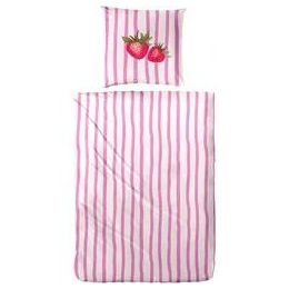 Bettw&auml;sche Primera "Renforce-Bettw&auml;sche Lemon stripes", pink, B/L: 135cm x 200cm, 1 Stk., 1 Stk., Renforc&eacute;, B/L: 80cm x 80cm, 2, Renforc&eacute;, Obermaterial: 100% Baumwolle, Bettw&auml;sche, Bettw&auml;sche