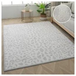 Teppich OTTO HOME "Leo, mit trendigem Leopardenmuster, waschbar", grau, creme, B:200cm H:12mm L:300cm, Kunstfaser, Polyester, Teppiche, Teppich, kuschelig & weich, modern, Animal Print, Wohnzimmer, Schlafzimmer