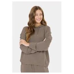 ENDURANCE ATHLECIA Kapuzensweatshirt ATHLECIA "NAMIER W", Damen, Gr. 36, grau, braun, 51% Polyester, 44% Modal, 5% Elasthan, unifarben, kurz, ohne Ausschnitt, Sweatshirts, mit hohem Modal-Anteil