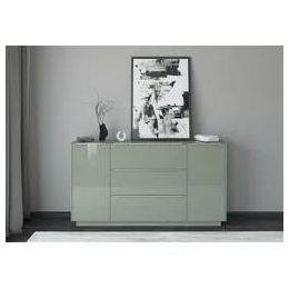 Sideboard "Reno", olivgr&uuml;n matt lack, glas olivgr&uuml;n glanz, B:182cm H:102cm T:42cm, Glas, Holzwerkstoff, SET ONE BY Musterring, Sideboards, Sideboard, Mit Sockel in diversen Farben, 102 cm H&ouml;he & Farbauswahl