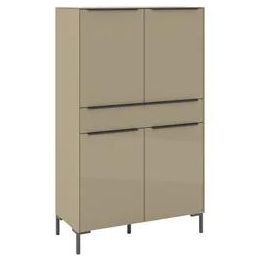 Highboard "Reno", taupe matt lack, glas taupe glanz, B:92cm H:154cm T:42cm, Glas, Holzwerkstoff, SET ONE BY Musterring, Sideboards, Highboard, Mit Winkelfu&szlig; in diversen Farben, 154 cm H&ouml;he & Farbauswahl