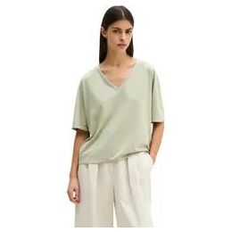 Marc O'Polo T-Shirt MARC O'POLO "mit angeschnittenen &Auml;rmeln", Damen, Gr. XS, fresh sage, Obermaterial: 67% Lyocell, 33% Baumwolle, unifarben, Basic, loose fit, V-Ausschnitt, Shirts T-Shirt