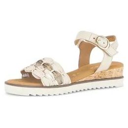 Keilsandalette Gabor "Genua", Damen, Gr. 42, creme, goldfarben, Kalbsleder, metallic, Basic, Schuhe, Riemchensandale, Sommerschuh in Weite G (= weit)