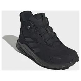 Wanderschuh Adidas TERREX "TERREX ANYLANDER LEATHER MID CLIMAPROOF", Damen, Gr. 48, core schwarz, carbon, grau four, Leder, Textil, Schuhe Wanderschuh, wasserdicht und aus Leder