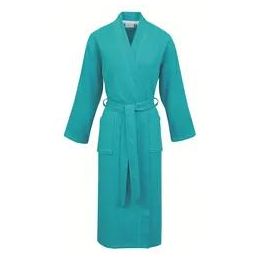 Unisex-Bademantel Carl Ross "supercombed light" Gr. S, turquoise, wei&szlig;, L:125cm, Frottier, Hausm&auml;ntel, Kimono