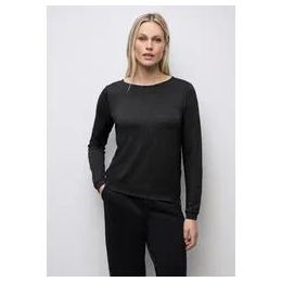Langarmshirt Street One, Damen, Gr. 38, schwarz, Stoff, 92% Viskose, 5% Polyester, 3% Elasthan, unifarben, regular fit normal, U-Boot-Ausschnitt, B&uuml;ndchen, Shirts Langarmshirt, aus softem Materialmix