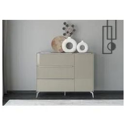 Sideboard "Reno", taupe matt lack, glas taupe glanz, B:137cm H:109cm T:42cm, Glas, Holzwerkstoff, SET ONE BY Musterring, Sideboards, Sideboard, Mit Winkelfu&szlig; in diversen Farben, 109 cm H&ouml;he & Farbauswahl