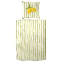 Bettw&auml;sche Primera "Renforce-Bettw&auml;sche Lemon stripes", gr&uuml;n, B/L: 155cm x 220cm, 1 Stk., 1 Stk., Renforc&eacute;, B/L: 80cm x 80cm, 2, Renforc&eacute;, Obermaterial: 100% Baumwolle, Bettw&auml;sche, Bettw&auml;sche