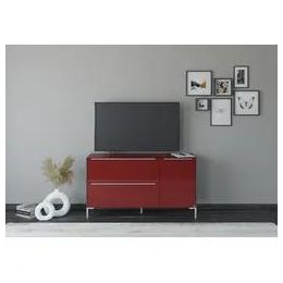 Lowboard "Reno", graphit schwarz matt lack, glas bordeauxrot glanz, B:137cm H:77cm T:42cm, Glas, Holzwerkstoff, SET ONE BY Musterring, Sideboards, Lowboard, Mit Winkelfu&szlig; in diversen Farben, 77 cm H&ouml;he & Farbauswahl
