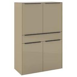 Highboard "Reno", taupe matt lack, glas taupe glanz, B:92cm H:140cm T:42cm, Glas, Holzwerkstoff, SET ONE BY Musterring, Sideboards, Highboard, Mit Gleitern und in verschiedenen Farben erh&auml;ltlich