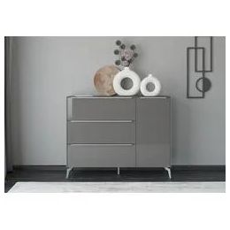 Sideboard "Reno", anthrazit matt lack, glas anthrazit glanz, B:137cm H:109cm T:42cm, Glas, Holzwerkstoff, SET ONE BY Musterring, Sideboards, Sideboard, Mit Winkelfu&szlig; in diversen Farben, 109 cm H&ouml;he & Farbauswahl