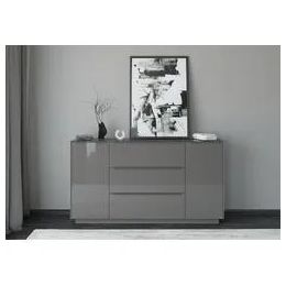 Sideboard "Reno", anthrazit matt lack, glas anthrazit glanz, B:182cm H:102cm T:42cm, Glas, Holzwerkstoff, SET ONE BY Musterring, Sideboards, Sideboard, Mit Sockel in diversen Farben, 102 cm H&ouml;he & Farbauswahl