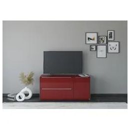 Lowboard "Reno", graphit schwarz matt lack, glas bordeauxrot glanz, B:137cm H:63cm T:42cm, Glas, Holzwerkstoff, SET ONE BY Musterring, Sideboards, Lowboard, Mit Gleitern und in verschiedenen Farben erh&auml;ltlich