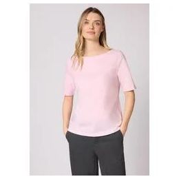 T-Shirt Street One, Damen, Gr. 42, espresso braun, minimal rose, Web, 100% Baumwolle, unifarben, normal normal, U-Boot-Ausschnitt, abgesteppt, Shirts T-Shirt, mit U-Boot-Ausschnitt