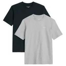 Marc O'Polo T-Shirt MARC O'POLO DENIM "T-Shirt T-Shirt, SSL, Logo Print, Doubl 2er Pack", Damen, Gr. L, bunt (grau, schwarz), Obermaterial: 100% Baumwolle CO., Shirts T-Shirt