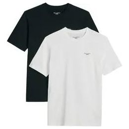 Marc O'Polo T-Shirt MARC O'POLO DENIM "T-Shirt T-Shirt, SSL, Logo Print, Doubl 2er Pack", Damen, Gr. L, bunt (schwarz, wei&szlig;), Obermaterial: 100% Baumwolle CO., Shirts T-Shirt