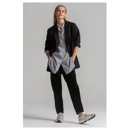 Jackenblazer SENSES.THE LABEL, Damen, Gr. XL, schwarz, Material: 84% Polyester, 13% Viskose, 3% Elasthan, Futter: 100% Polyester, unifarben, oversize normal, V-Ausschnitt, eingesetzt gerader Abschluss, Blazer, mit Reverskragen