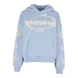 Kapuzensweatshirt Karl Kani "Karl Kani Kk Heart Os Hoodie", Damen, Gr. XXS, light blau, rose, 65% Baumwolle, 35% Polyester, bedruckt, Sweatshirts