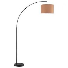 OTTO HOME Stehlampe "Stellan", braun, schwarz, 1, &Oslash; 36cm H: 180cm, 1 Stk., Leuchten, Bogenlampe Textilschirm Stoff &Oslash; 36cm, E27, Fu&szlig;schalter, Bogenleuchte, Stehlampe