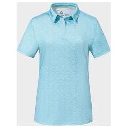 Sch&ouml;ffel Poloshirt SCH&Ouml;FFEL "Polo Shirt Style Fraydo WMN", Damen, Gr. 36, 8015, blau, Oberstoff: 91% Polyester, 9% Elasthan, V-Ausschnitt, Shirts