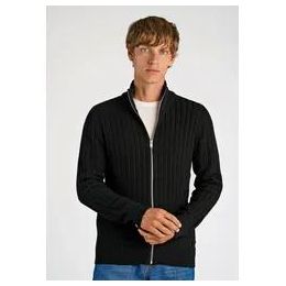 Strickjacke LINDBERGH "Cardigan Relaxed Fit", Herren, Gr. XXL, schwarz, Obermaterial: 60% Baumwolle, 40% Polyester, unifarben, Strickjacken Strickjacke