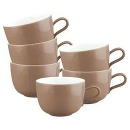 Tasse Seltmann Weiden "Milchkaffeetassen Liberty Pure Colors 380 ml 6er Set", braun (cocoa braun), B:10,3cm H:7,4cm &Oslash;:10,3cm, Porzellan, Trinkgef&auml;&szlig;e, Tasse, Sp&uuml;lmaschinenfest, Mikrowellensicher, Ofenfest