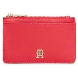 Kartenetui Tommy Hilfiger "TH ICON LONG CC HOLDER", Damen, rot, Lederimitat, Basic, Kleinlederwaren, Geldbeutel, Portemonnaie mit goldfarbenem TH-Schmuckelement