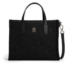 Tragetasche Tommy Hilfiger "TH CITY MINI TOTE MONO NYLON", Damen, Gr. B/H/T: 27cm x 21,5cm x 10,5cm, schwarz, Textil, Taschen, Damen Schultertasche, Businesstasche mit TH-Logopr&auml;gung