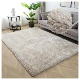 Hochflor-Teppich OTTO HOME "Micro Shaggy, aus weicher Mikrofaser", beige, B:60cm H:53mm L:90cm, Kunstfaser, Teppiche, weich, flauschig, Uni-Farben, Wohnzimmer, Schlafzimmer, Kinderzimmer