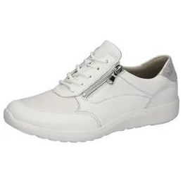 Waldl&auml;ufer Sneaker WALDL&Auml;UFER "K-IRA Soft", Herren, Gr. 9,5 (44), wei&szlig;, silberfarben, Nappaleder, Nubukleder, Textil, unifarben mit Farbeinsatz, Basic, Schuhe Sneaker, Bequemschuh, Komfortschuh in Extraweite K f&uuml;r den kr&auml;ftigen Fu&szlig;