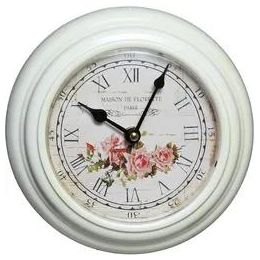 Wanduhr AMBIENTE HAUS "Rosen Wanduhr aus Metall 20cm", wei&szlig;, B:20cm H:20cm T:4cm, Wanduhren, Wanduhr