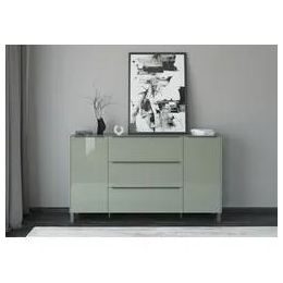 Sideboard "Reno", olivgr&uuml;n matt lack, glas olivgr&uuml;n glanz, B:182cm H:106cm T:42cm, Glas, Holzwerkstoff, SET ONE BY Musterring, Sideboards, Sideboard, Mit Vierkantfu&szlig; in diversen Farben, 106 cm H&ouml;he & Farbauswahl