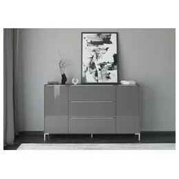 Sideboard "Reno", anthrazit matt lack, glas anthrazit glanz, B:182cm H:108cm T:42cm, Glas, Holzwerkstoff, SET ONE BY Musterring, Sideboards, Sideboard, Mit Winkelfu&szlig; in diversen Farben, 108 cm H&ouml;he & Farbauswahl