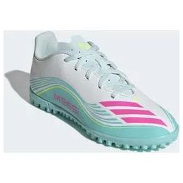 Fu&szlig;ballschuh Adidas PERFORMANCE "F50 MESSI CLUB TURF KIDS", M&auml;dchen, Gr. 36, cloud wei&szlig;, lucid pink, flash aqua, Synthetik, Textil, Schuhe Fu&szlig;ballschuh, f&uuml;r Kunstrasen, Hart- und Aschenpl&auml;tze, f&uuml;r Kinder & Jugendliche