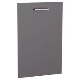 Frontblende KOCHSTATION "KS-Lucy", anthrazit, B:44,6cm H:70cm T:1,6cm, Holzwerkstoff, M&ouml;belblenden, Breite 45 cm, Metallgriff, f&uuml;r vollintegrierten Geschirrsp&uuml;ler