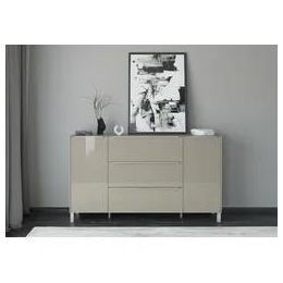 Sideboard "Reno", taupe matt lack, glas taupe glanz, B:182cm H:106cm T:42cm, Glas, Holzwerkstoff, SET ONE BY Musterring, Sideboards, Sideboard, Mit Vierkantfu&szlig; in diversen Farben, 106 cm H&ouml;he & Farbauswahl