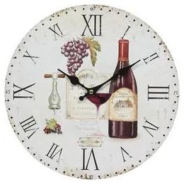 Wanduhr AMBIENTE HAUS "Wanduhr -Wein 28cm", bunt, B:28cm H:28cm T:3,5cm, Wanduhren, Wanduhr
