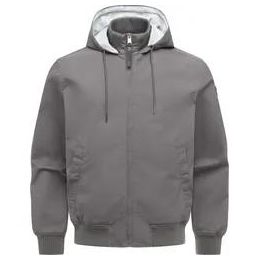 Outdoorjacke Ragwear "Crusien Hood YOUMODO", Herren, Gr. XL (54), grau, Obermaterial: 65% Baumwolle, 35% Polyester. Innenfutter: 100% Baumwolle. &Auml;rmelfutter: 100% Polyester, gerade h&uuml;ftbedeckend, hoch geschlossener Ausschnitt, Rippstrickb&uuml;ndchen, Jacken Outdoorjacke, Leichte &Uuml;bergangsjacke mit Kapuze