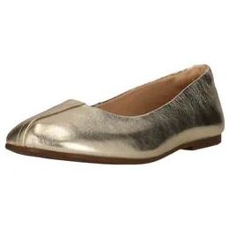 Ballerina Clarks "Livia", Damen, Gr. 37, goldfarben, Leder, Schuhe Ballerina, mit dezenten Nahtdetails