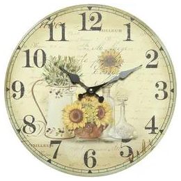 Wanduhr AMBIENTE HAUS "Sonnenblume Wanduhr 28cm", bunt, B:28cm H:28cm T:3,5cm, Wanduhren, Wanduhr